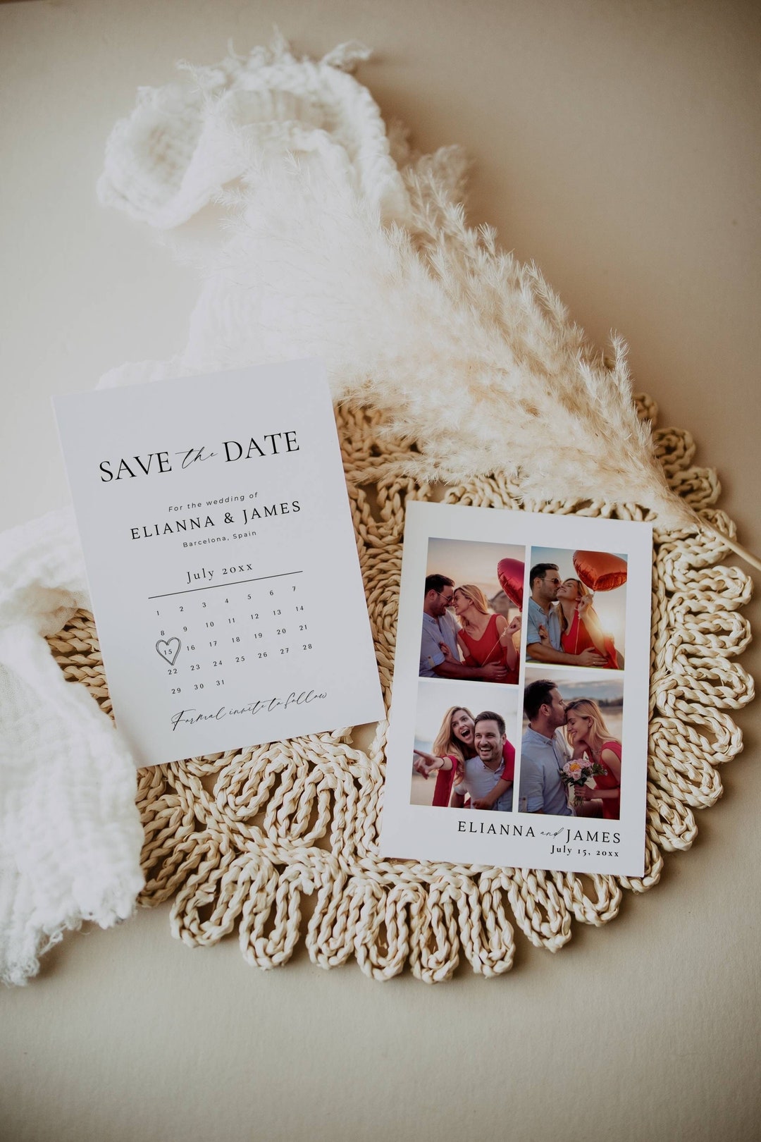 Calendar Save the Date Template Photo Collage, Wedding Save the Date ...