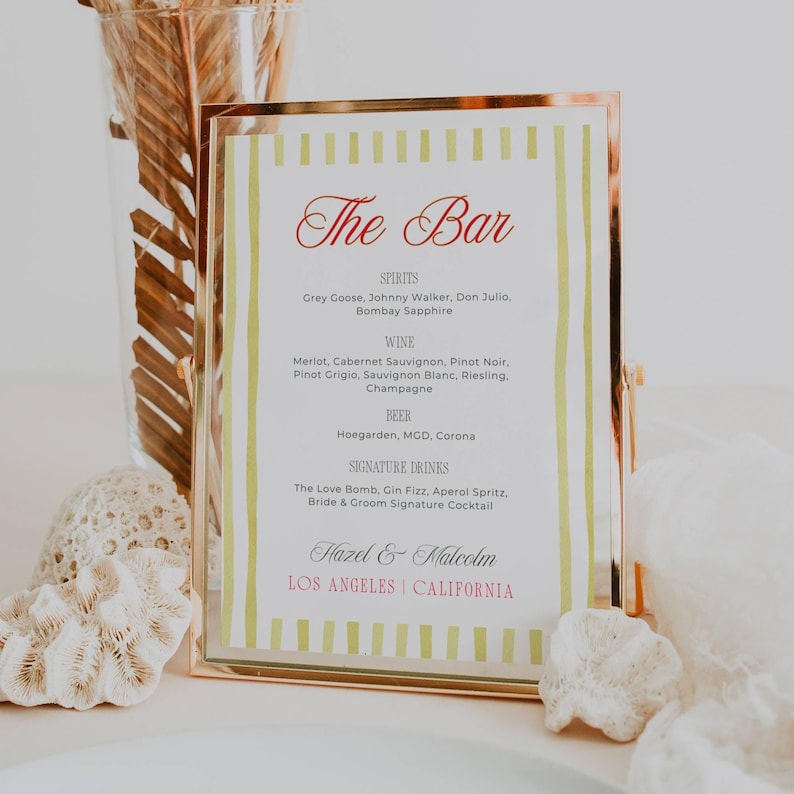 Retro Bar Menu Sign Template, Editable Wedding Bar Sign Canva, Island ...