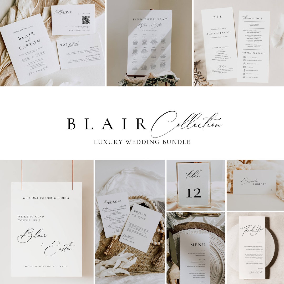 Minimal Wedding Bundle Template, Reception Sign Package Editable ...