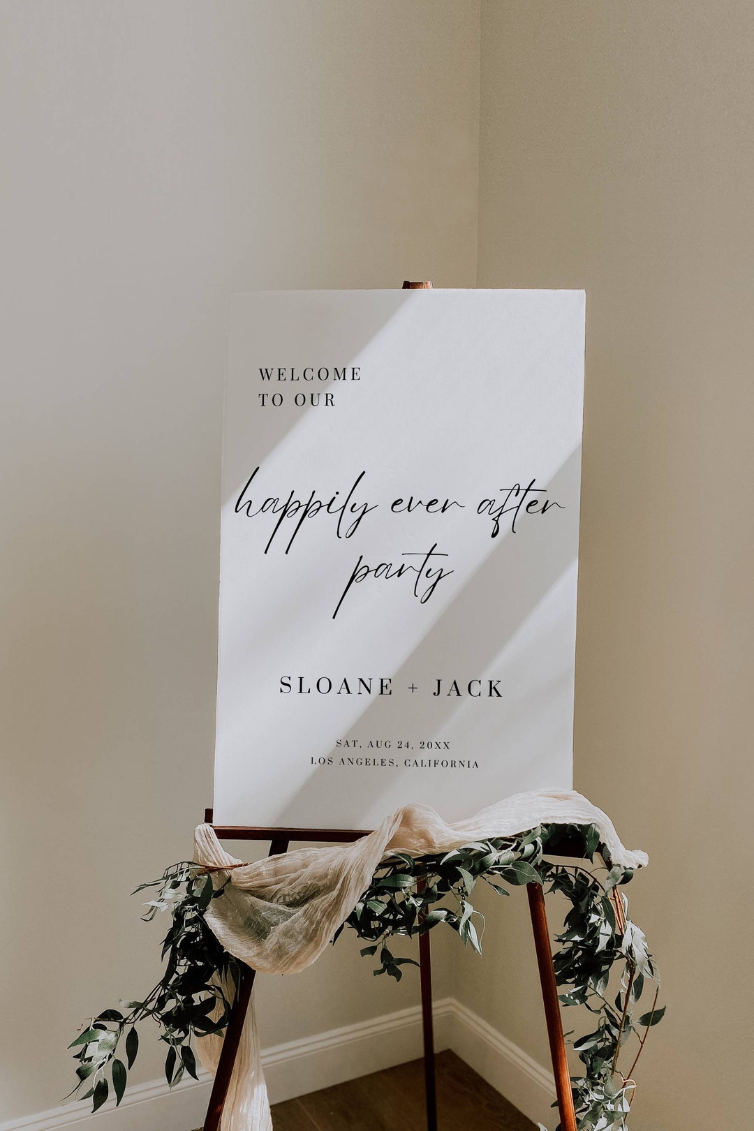 Welcome to Our Happily Ever After Wedding Sign, Minimal Wedding Party ...