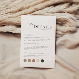 Detail Card Wedding Attire, Color Palette Detail Card, Guest Dress Code ...