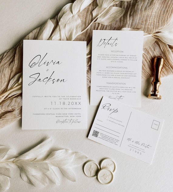 Modern Calligraphy Wedding Invitations Rosamund Script Collection