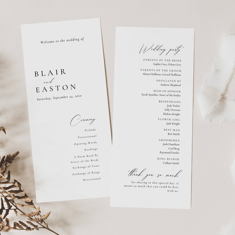 Order of Service - Etsy