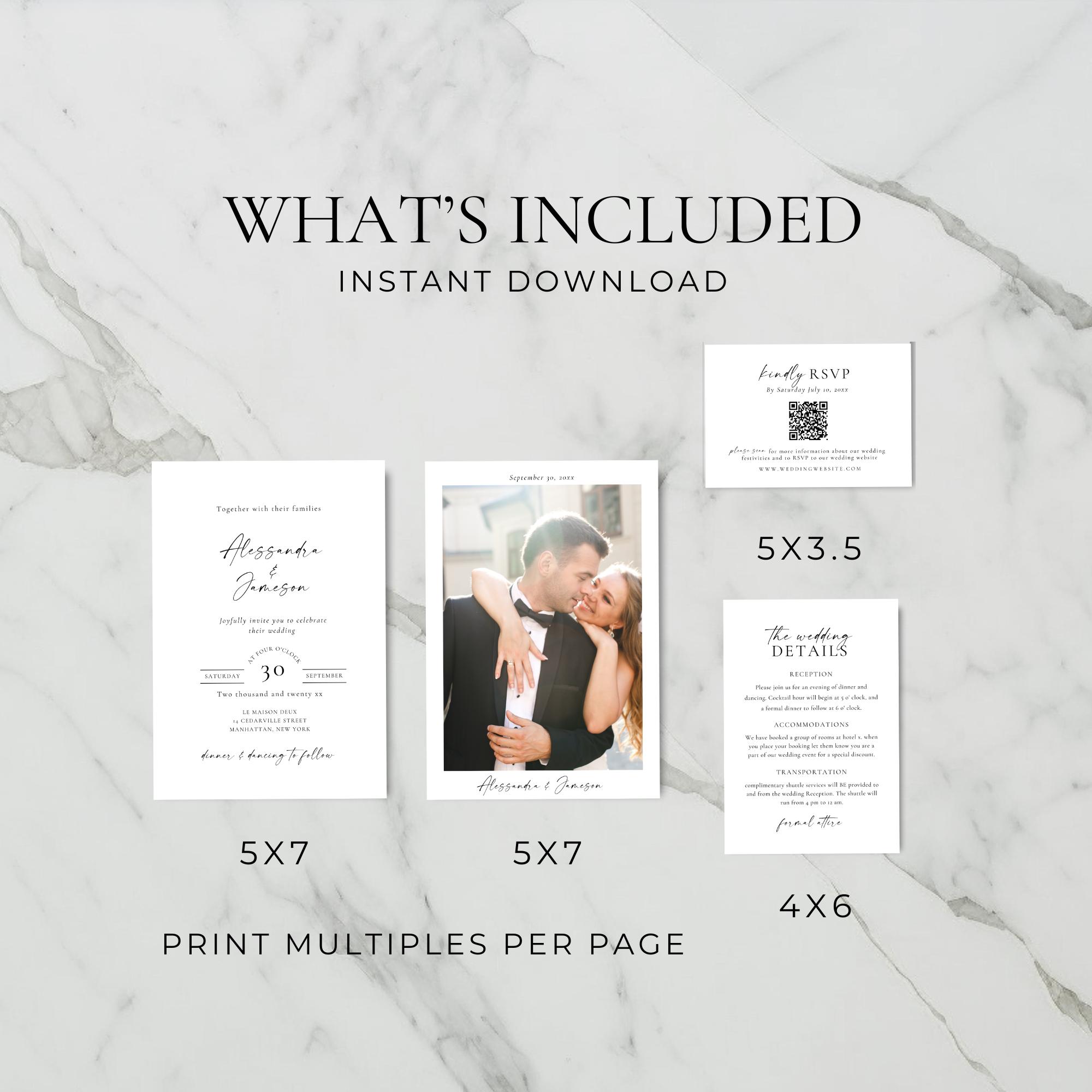 Wedding Invite Suite With Photo, Modern Invitation Set With Picture ...