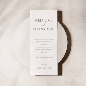 Modern Welcome and Thank You Note, Wedding Table Thank You Card ...