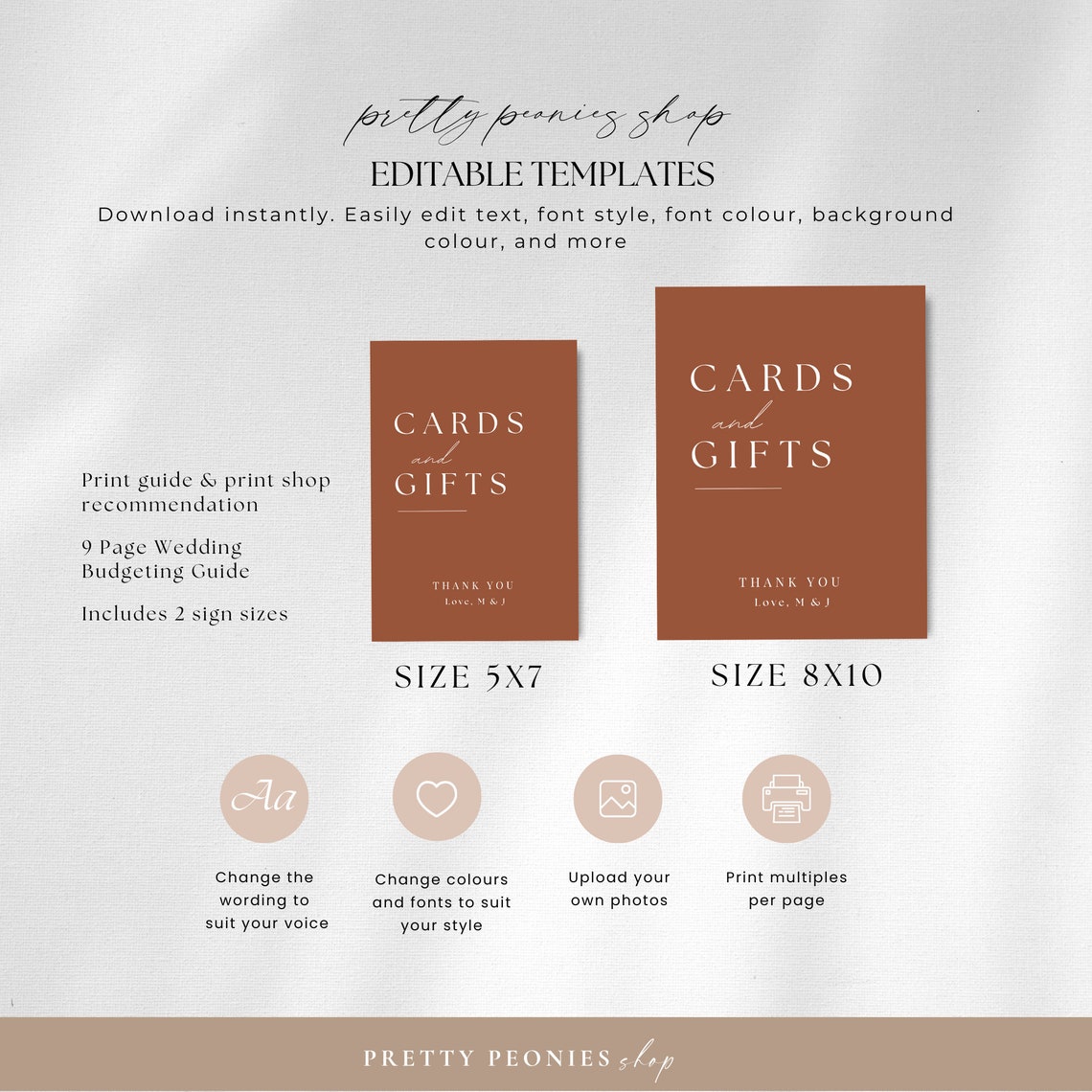 Terracotta Cards and Gifts Sign | Boho Wedding Presents Sign INSTANT ...
