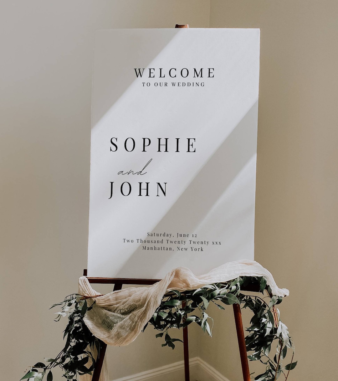Elegant Wedding Welcome Sign Template Canva, Minimal Script Welcome ...