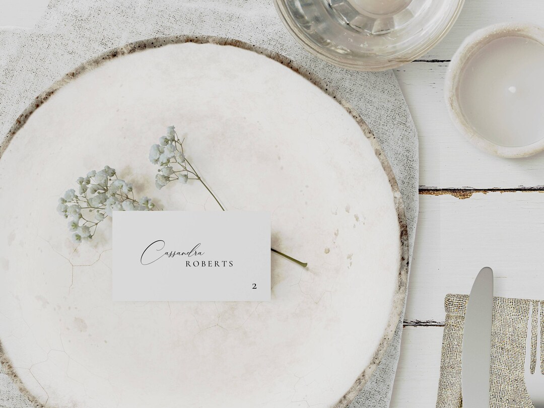 Printable Wedding Table Name Tags, Modern Script Place Card, Minimal ...