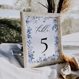 French Toile Wedding Invitation Bundle, Blue Floral Wedding Suite ...