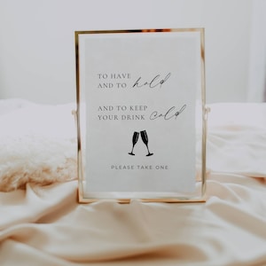Koozie Wedding Favor Sign, Wedding Can Cooler Sign Template, to Keep ...