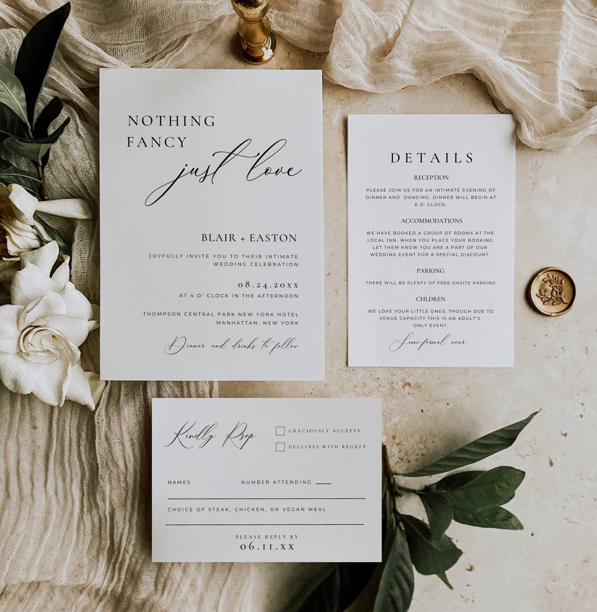 Nothing Fancy Just Love Digital Invitation, Intimate Wedding Invitation ...