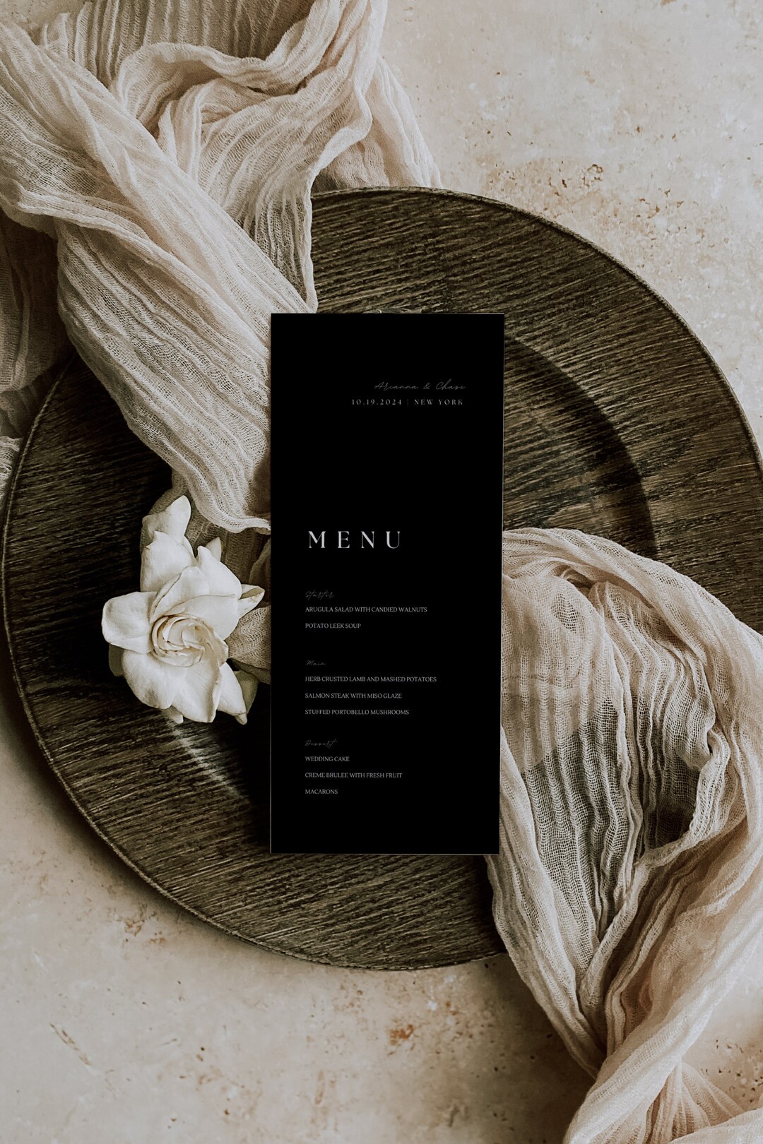 Modern Script Black Wedding Dinner Menu Black and White Menu - Etsy