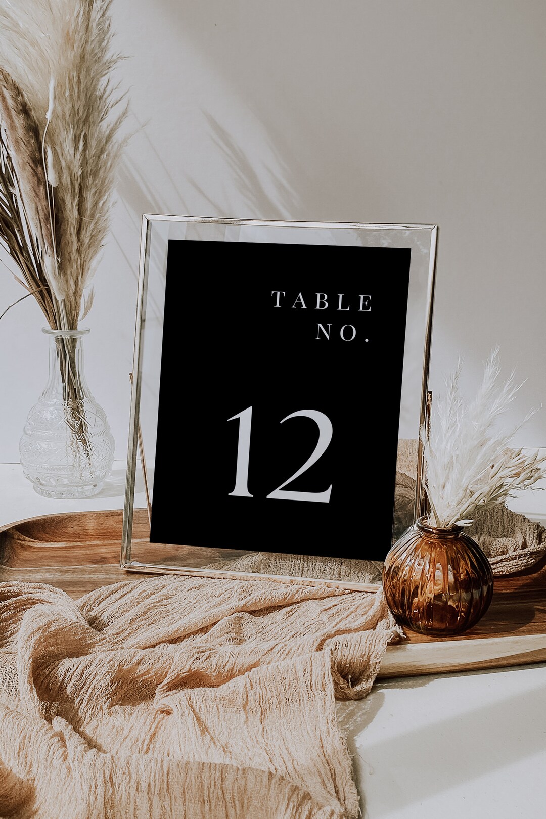 Black Table Number Templates 1-12 Black and White Wedding - Etsy