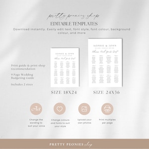 Minimal Seating Chart Downloadable Template, Modern Seating Plan Poster ...