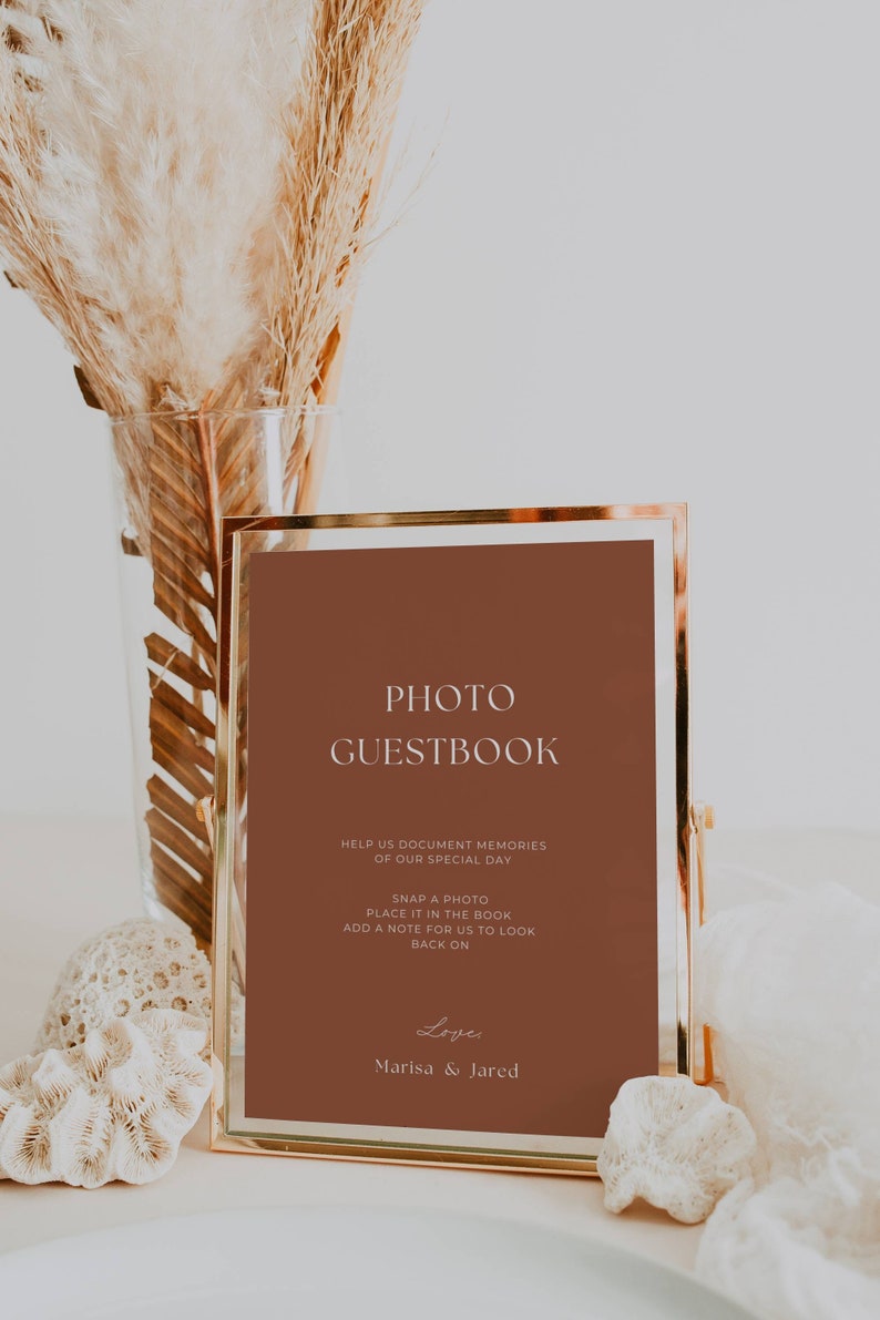 Terracotta Photo Guestbook Sign, Boho Wedding Guest Book Sign ...