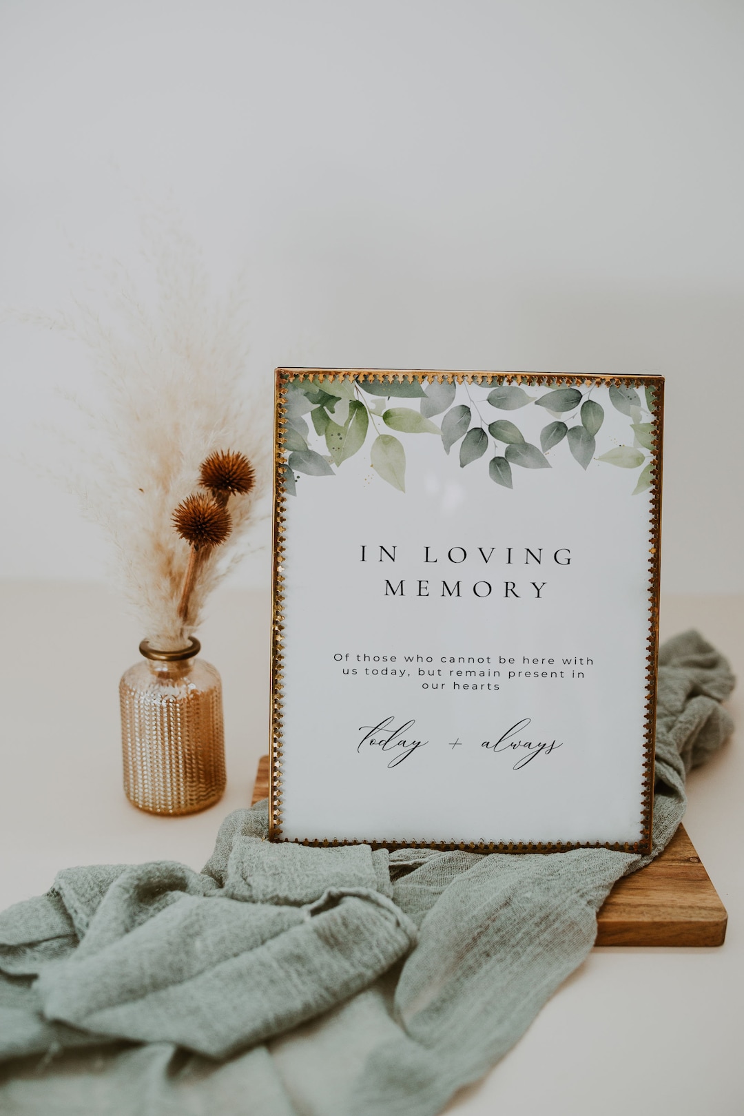 Greenery in Loving Memory Sign Template, Wedding Memorial Table Sign ...