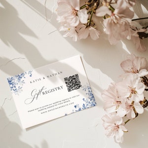 Toile Wedding Gift Registry Card, Qr Code Newlywed Registry Insert ...