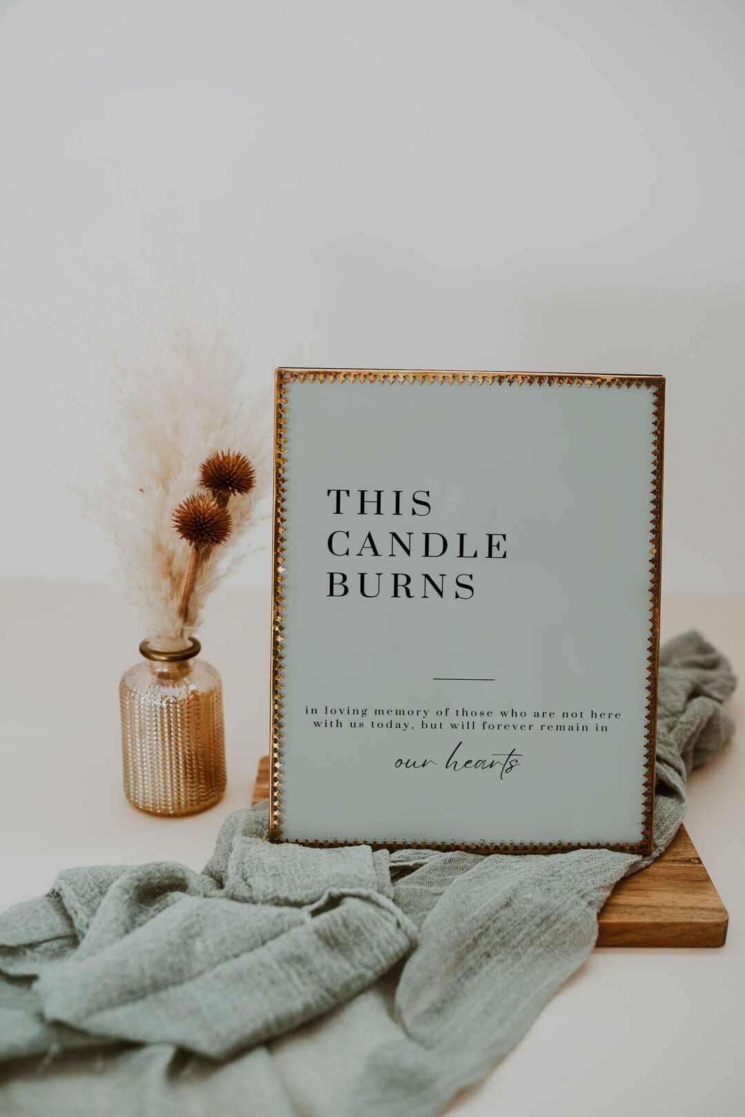 Sage This Candle Burns Sign, Sage Green Wedding Memorial Sign, Minimal ...