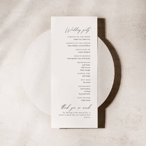Wedding Program Menu, Modern Wedding Ceremony Program, Elegant Order of ...