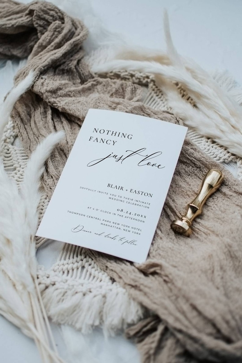 Intimate Wedding Invitation Template Modern Intimate Ceremony - Etsy