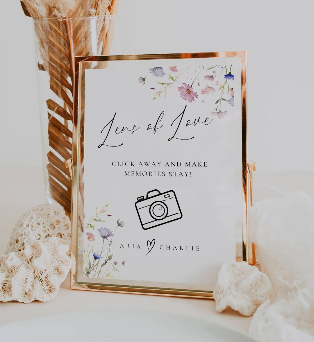 Disposable Camera Wedding Sign, Wildflower Wedding Photo Sign, Capture ...