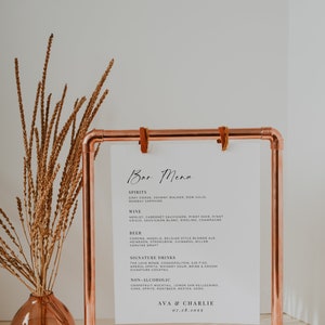 Minimalistic Printable Bar Sign, Wedding Bar Menu Sign, Modern Drink ...