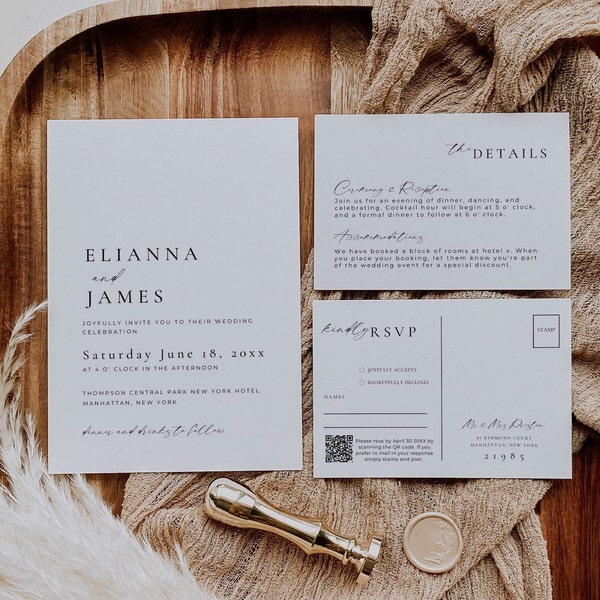 Minimal Wedding Invitation - Etsy