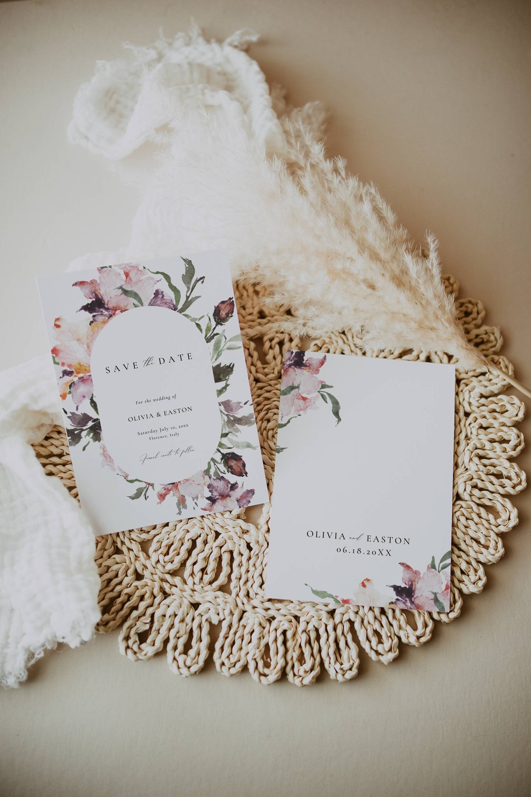 Floral Save the Date Double Sided, Spring Flowers Save the Date ...