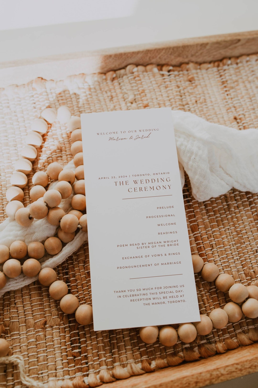Boho Wedding Program INSTANT DOWNLOAD, Modern Wedding Ceremony ...