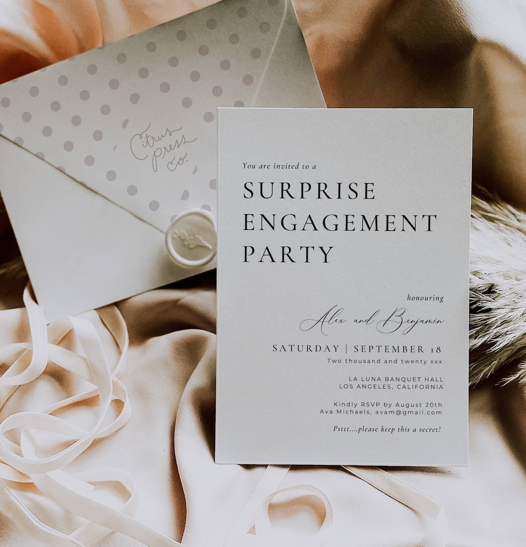 Surprise Engagement Party Invitation, Minimal Surprise Proposal ...