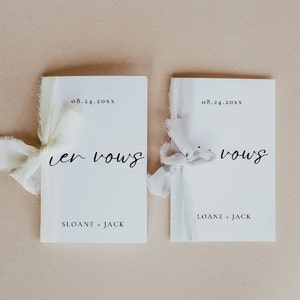 His and Her Vow Books Modern, Personalized Wedding Vows Book Template ...