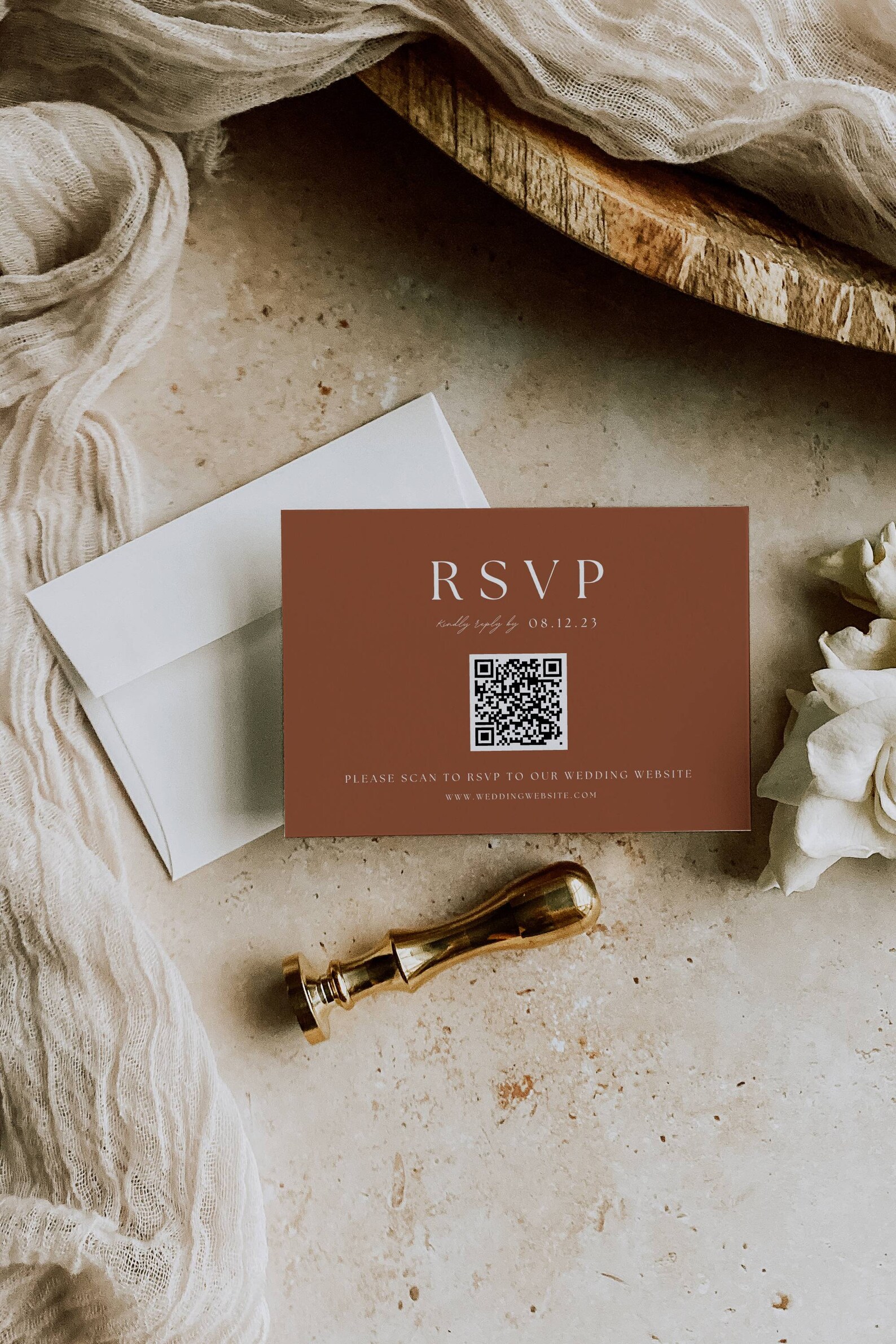 Wedding Invitation Suite Rust, Terracotta Wedding Invitation With Qr ...