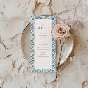 Mediterranean Wedding Menu, Lemon Wedding Menu Cards, Destination ...