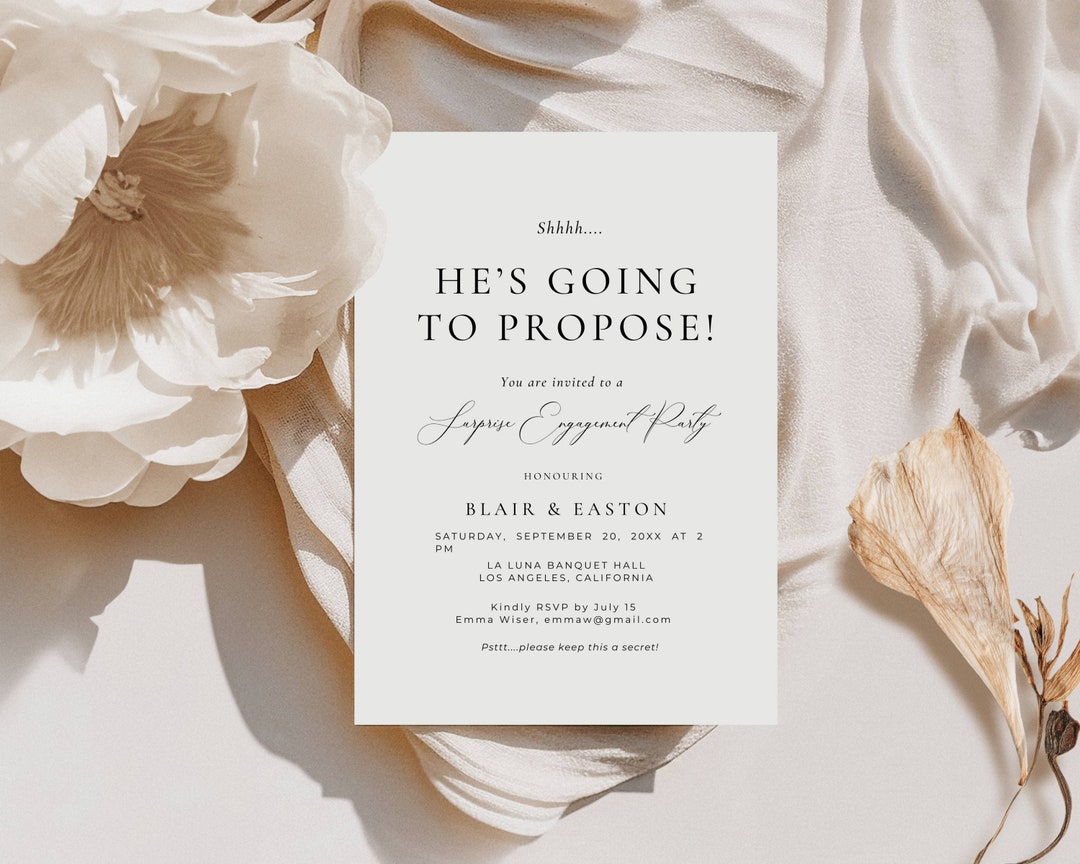 Modern Surprise Engagement Invitation Template, Engagement Proposal ...