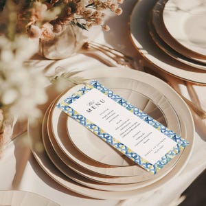 Mediterranean Wedding Menu, Lemon Wedding Menu Cards, Destination ...