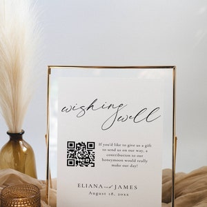 Qr Code Wedding Wishing Well Sign Template, Printable Honeymoon Wish ...