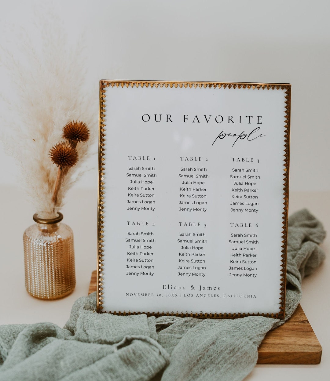 Small Seating Chart Template, Micro Wedding Seating Plan Board, Our ...
