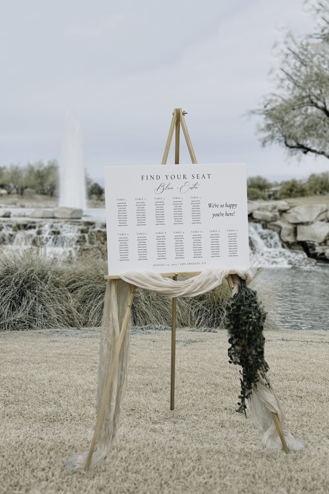 Landscape Wedding Seating Chart, Seating Plan Template Horizontal, Were ...