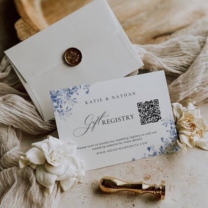 Toile Wedding Gift Registry Card, Qr Code Newlywed Registry Insert ...