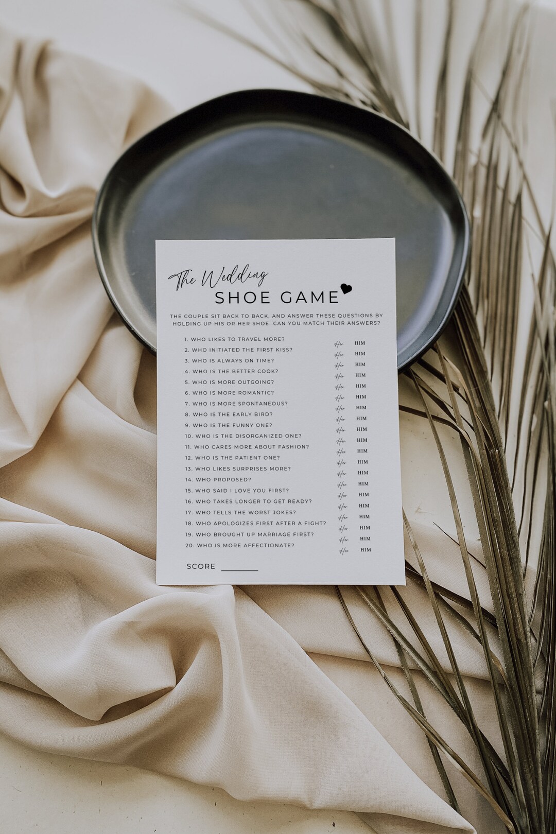 Wedding Shower Shoe Game Template, Newlywed His or Hers Trivia, Fun ...