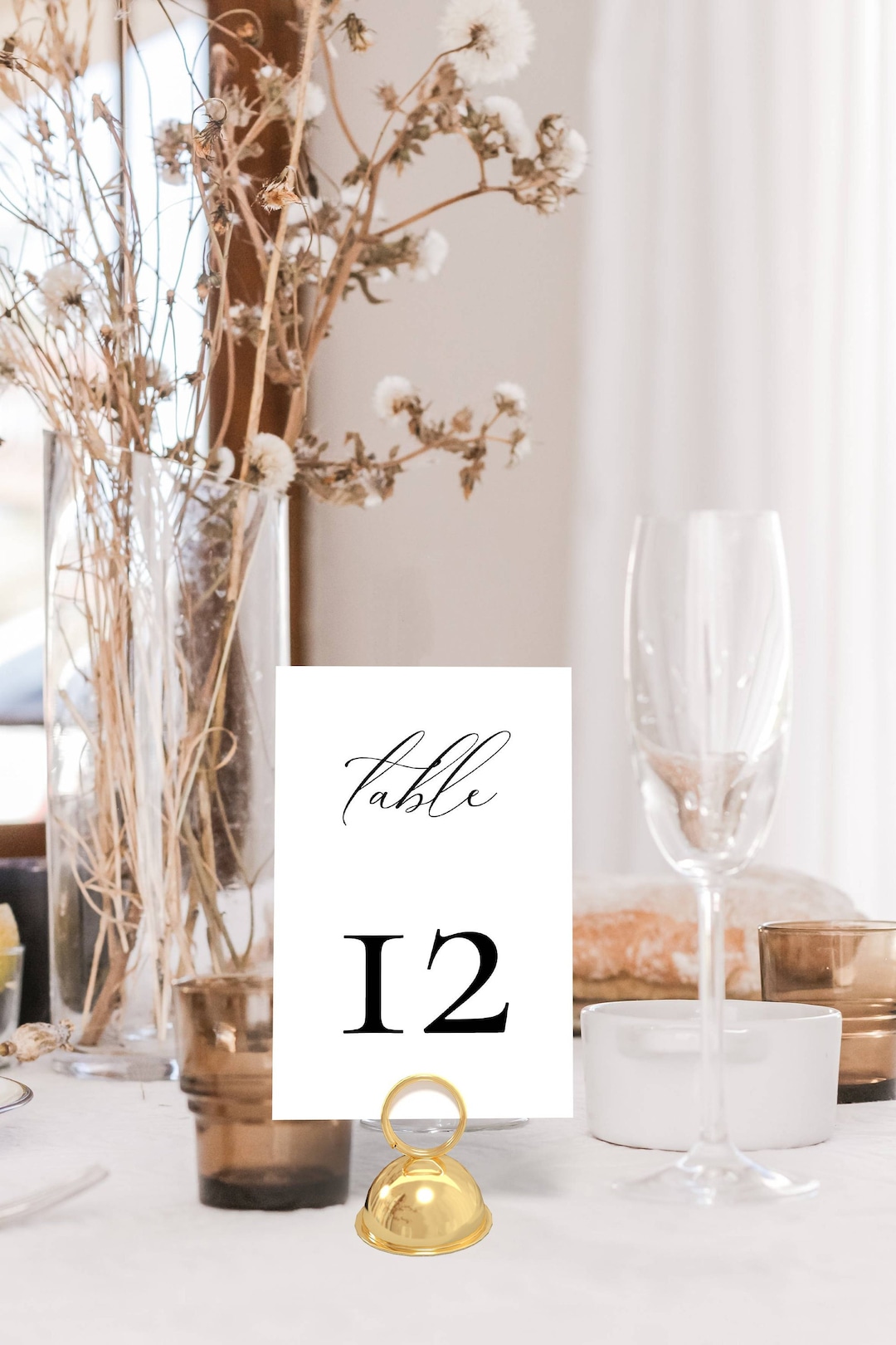 Wedding Table Numbers Template Canva, Elegant Reception Table Number ...