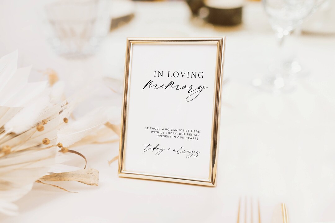 In Loving Memory Wedding Memorial Sign, Minimal Family Memorial Table ...