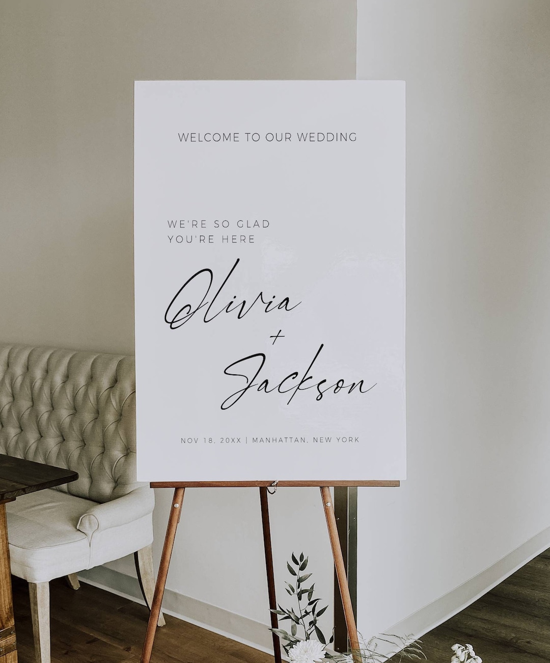 Minimal Calligraphy Welcome Sign Template, Modern Wedding Welcome Sign ...