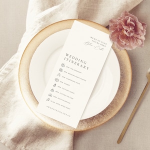 Minimalist Wedding Itinerary Template, Reception Itinerary With Icons ...