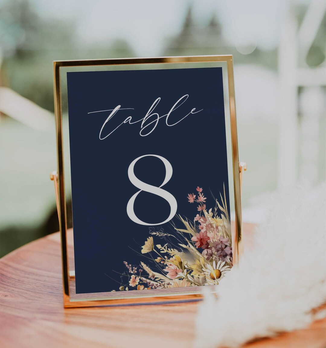 Table Numbers Navy, Wildflower Table Number Signs, Floral Wedding Table ...