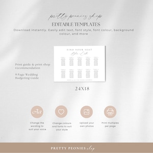 Seating Chart for 10 Tables, Horizontal Wedding Seating Chart Template ...