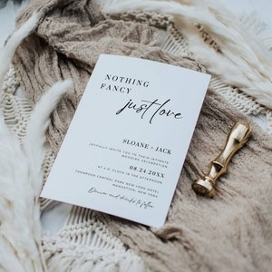 Intimate Wedding Invitation Template, Minimal Small Ceremony Invite ...