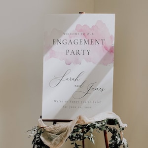 Blush Engagement Party Sign Template, Light Pink Engagement Welcome ...