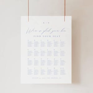 Light Blue Wedding Seating Chart Template, Alphabetical Seating Plan ...