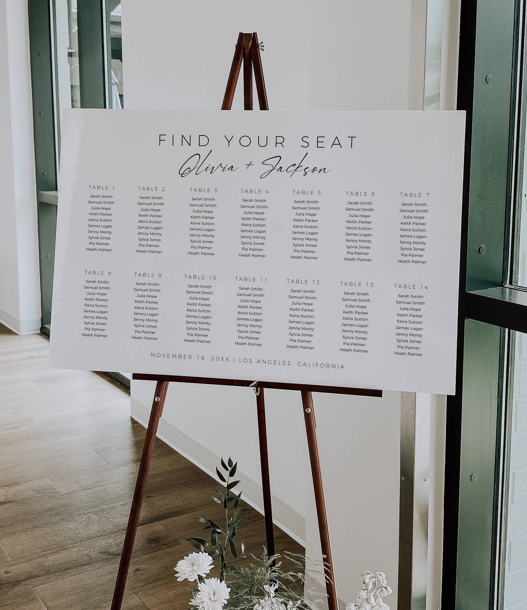 Landscape Wedding Seating Chart Download, Minimal Seating Plan Template ...